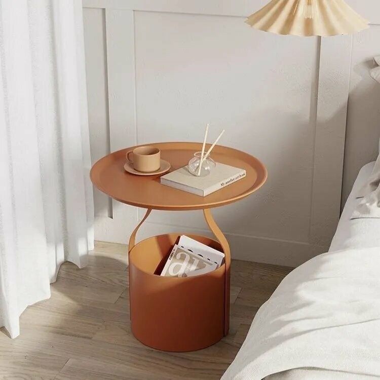 Тумба прикроватная, металл, антибактериал, открытый тип, оранжевый, 28 см x 22 см x 52 см