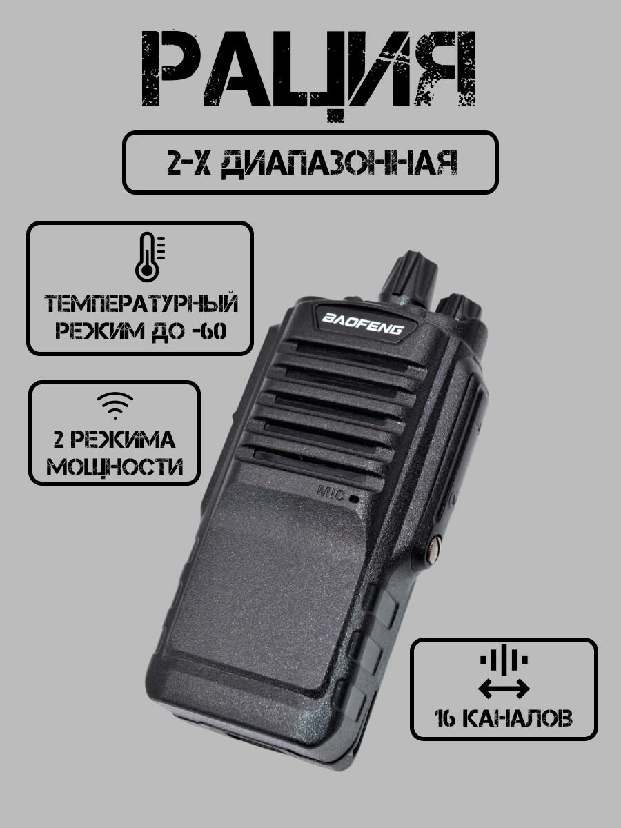 Радиостанция Baofeng 2-х диапазонная BF-R6 5Вт, Батарея 7,4V, 3800 mAh, 1 режим мощности (Зарядник, Антенна)