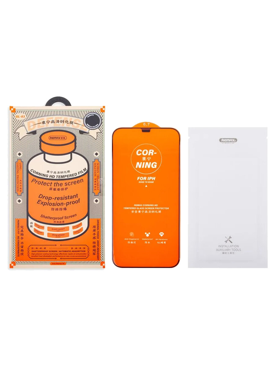 Защитное стекло для Apple iPhone 12 Pro Max (Remax Medicine Glass GL-83) (черное) (в упаковке)