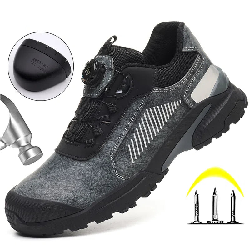 Мужские рабочие ботинки Летняя мужская защитная обувь из дышащей сетки со стальным носком