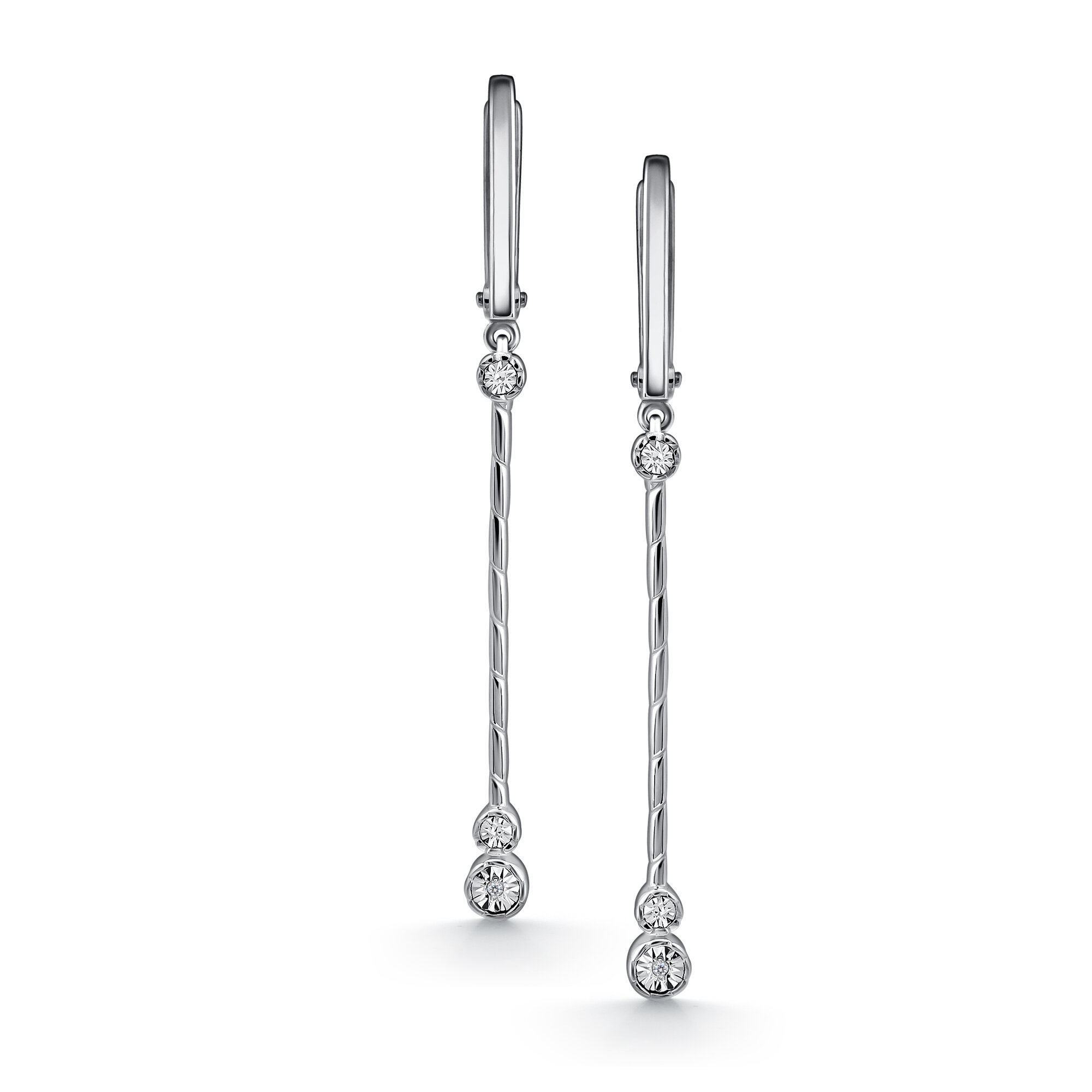 Серьги, серебро, 925 проба, родирование, бриллиант