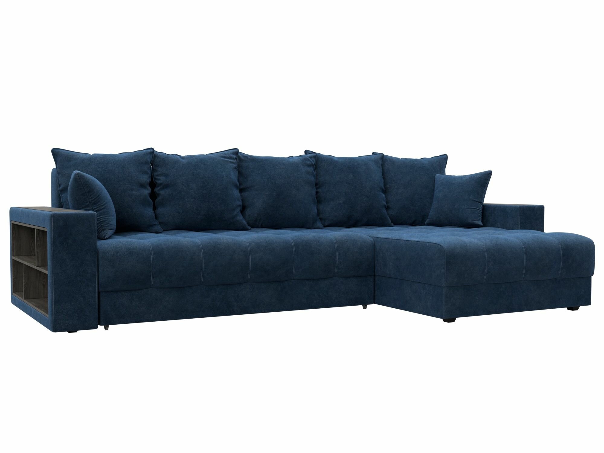 Диван угловой с декором и полкой Нола НПБ, Велюр