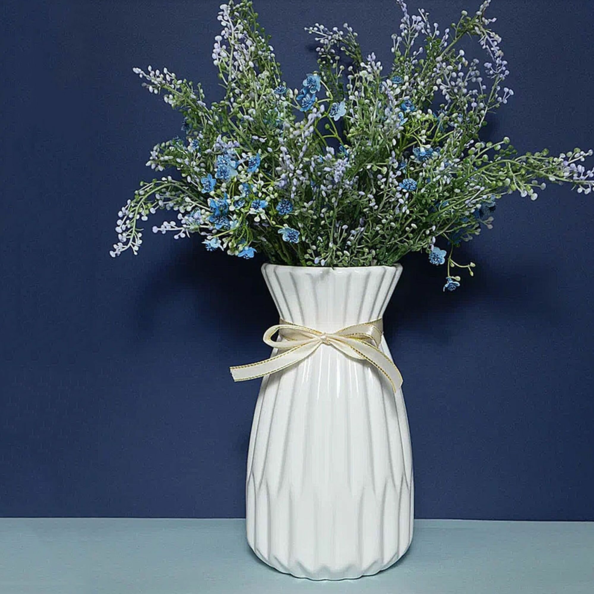 Ваза для цветов, 25 см, покрытая керамической глазурью, белая