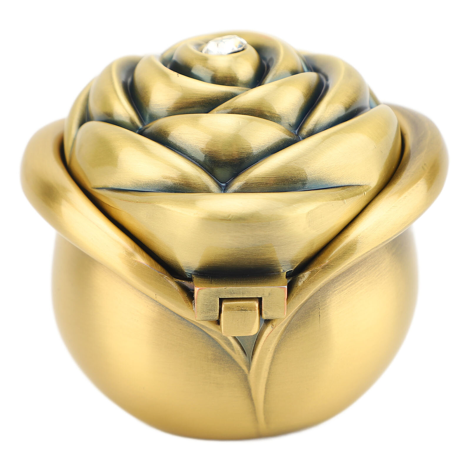 Винтажная шкатулка для украшений в форме розы, роскошный металлический небольшой органайзер для украшений, футляр для хранения колец, сережек, ожерелий, бронза (262S/AB) 5,4x5,2x4,9 см / 2,13x2,05x1,93 дюйма