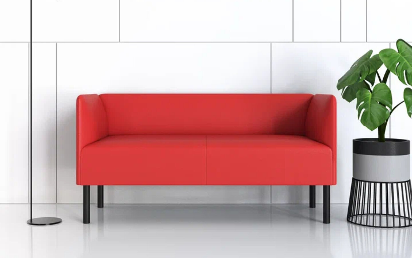 Диван прямой Монреаль 150 см, на кухню, в офис, экокожа красная