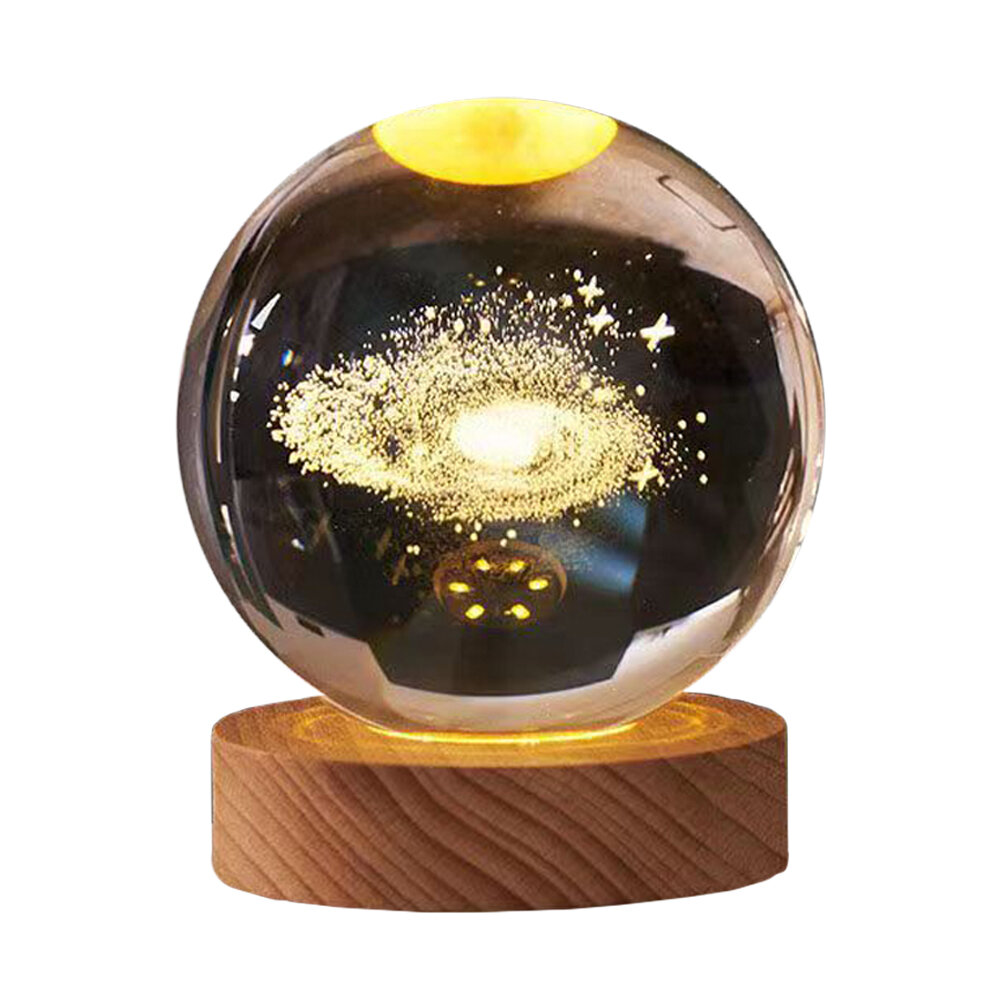 Лунный свет Лампа Галактика 3 дюйма 7 цветов изменяющихся прозрачный кристалл LED лунный свет USB зарядка Сатурн Галактика ночной свет подарки для девочек мальчиков детей женщин день рождения комната декор