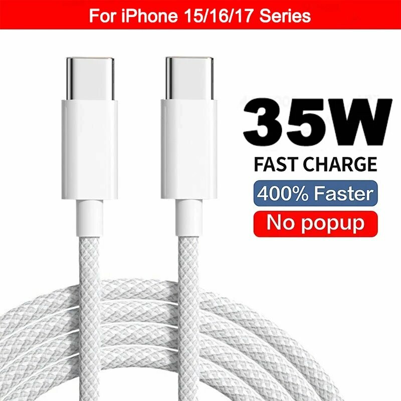 Оригинальное зарядное устройство Apple PD 35 Вт, адаптер для сверхбыстрой зарядки типа C для iPhone 15 11 12 13 14 16 Pro Max 7 8 Plus X XR XS, кабель