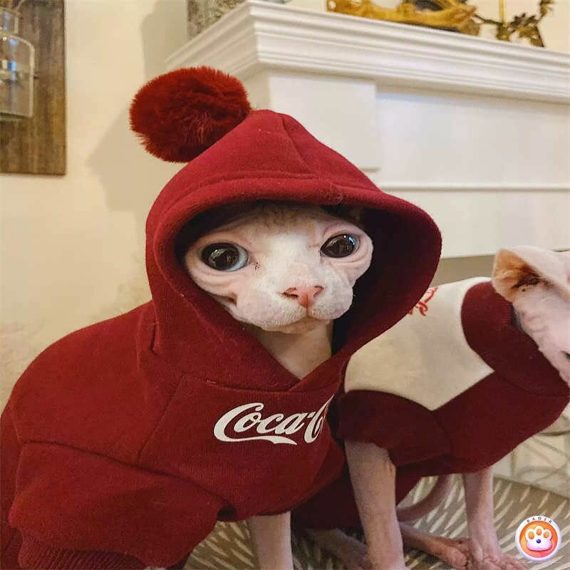 Костюмы кошек Осеньзима Теплая толстовка с капюшоном для сфинкса