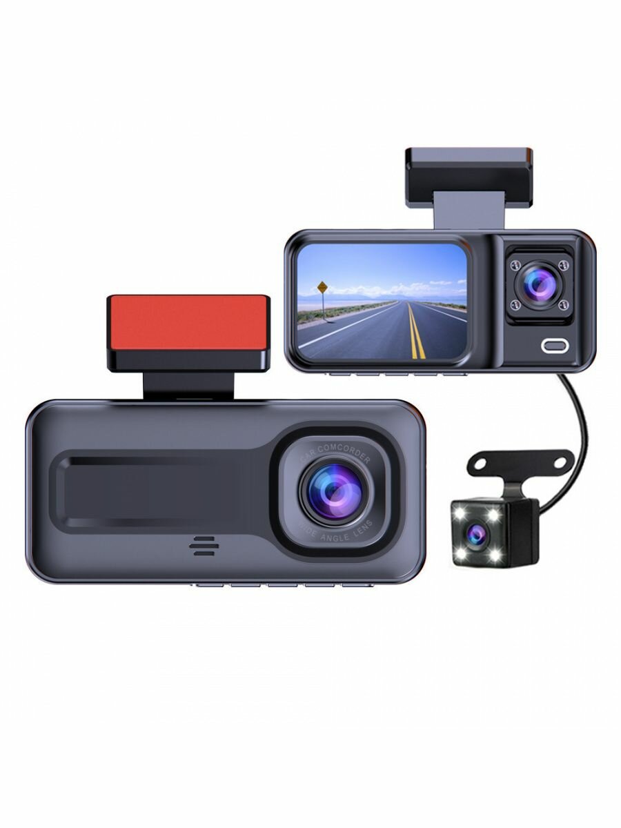 Видеорегистратор Inva-X Pro, 3 камеры, ИК-подсветка, HD-экран