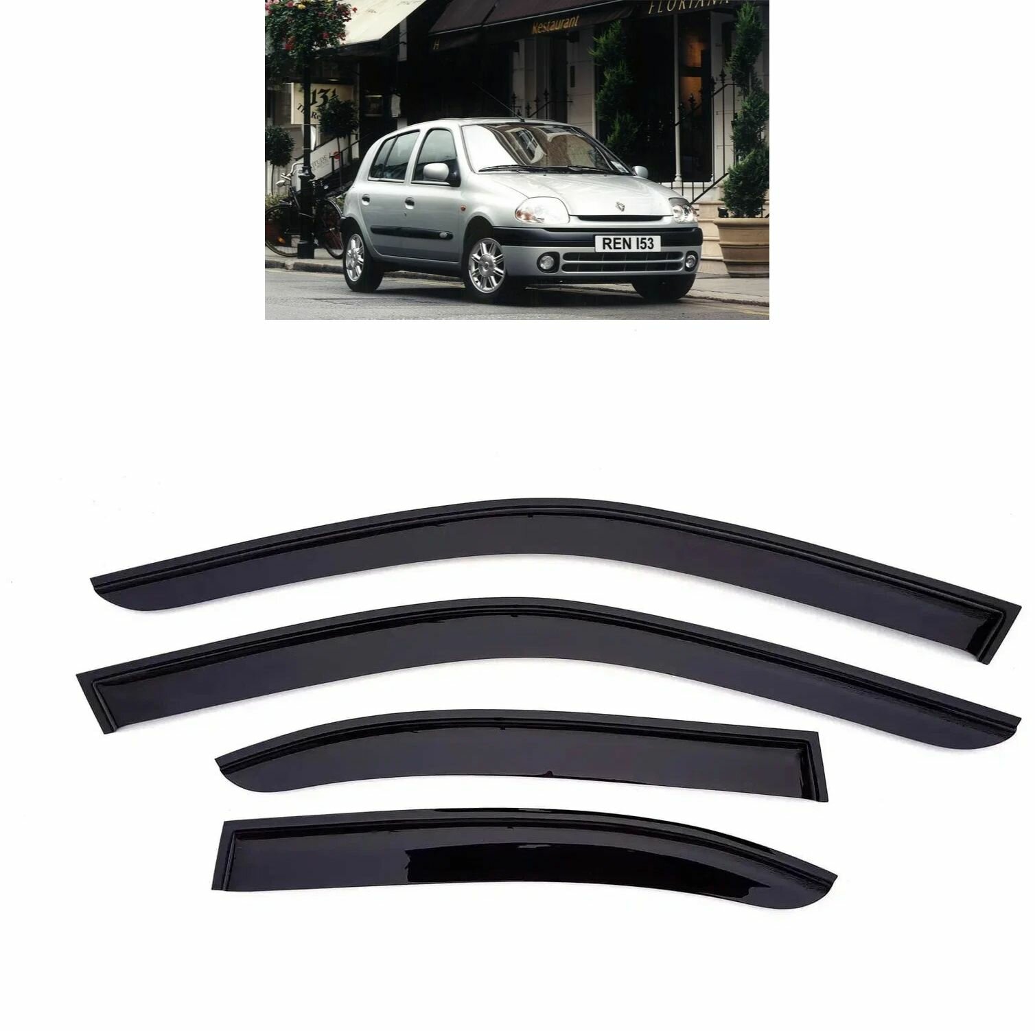 Дефлекторы боковых окон RENAULT Clio Рено Клио II седан / хетчбек (1998-2005)