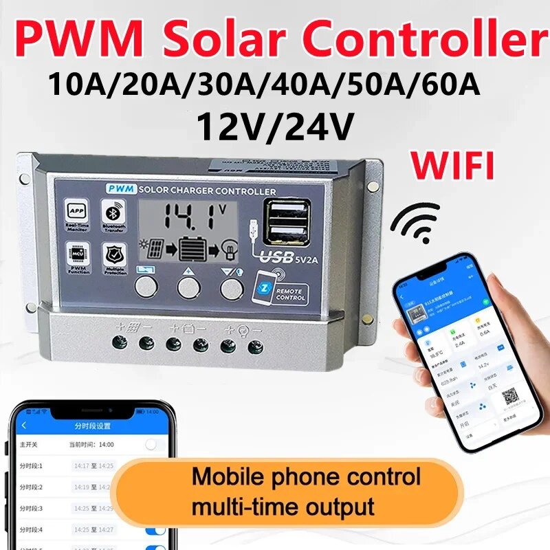 Солнечный контроллер Bluetooth 12В/24В 40A Bluetooth