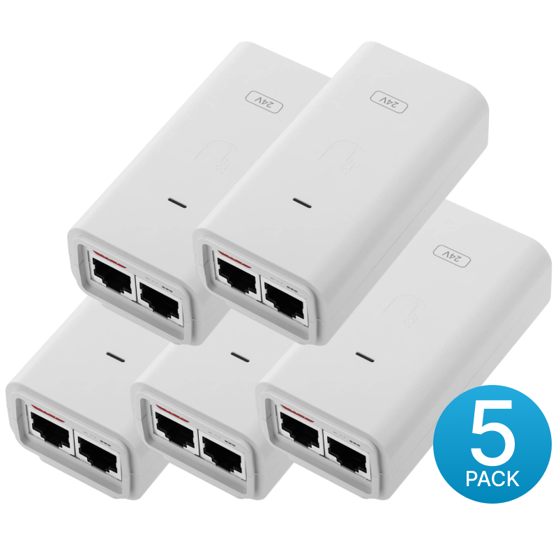 Комплект из 5-и блоков питания Ubiquiti POE-24-12W-5 (5-PACK) Gigabit PoE-инжекторы (US+EU)
