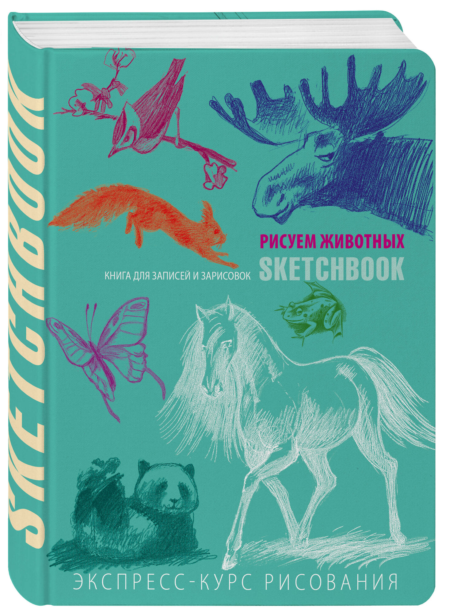 Sketchbook с уроками внутри. Рисуем животных (мята)