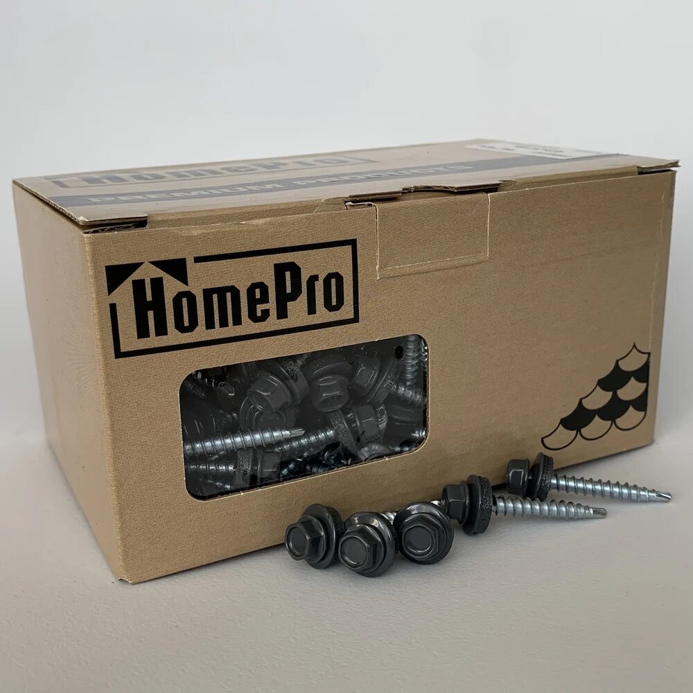 Саморез кровельный HomePro 4,8x35 RAL 7024 (250шт/уп) сверло №1 250шт/уп HP-CK-48357024250