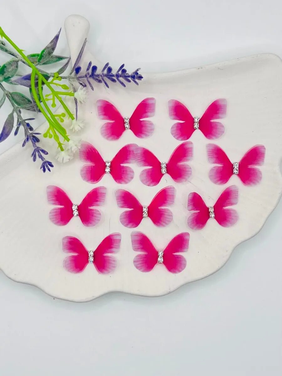 Бабочки шифоновые двухслойные (3*2см.) 10шт.