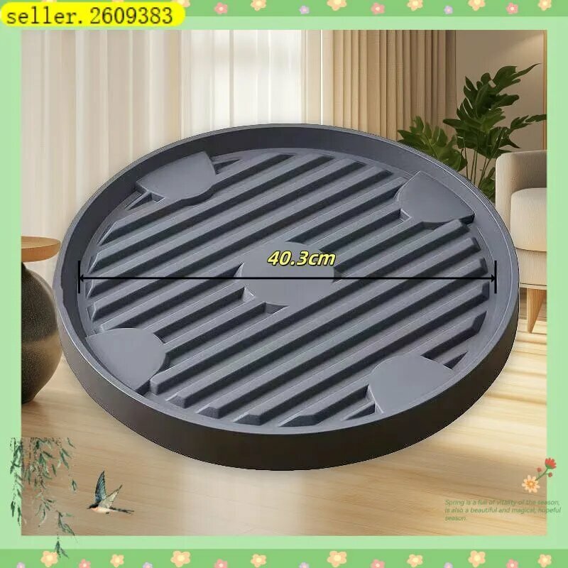 Поддон для цветочных горшков, 43х43х5.2см, черный/серый, пластик