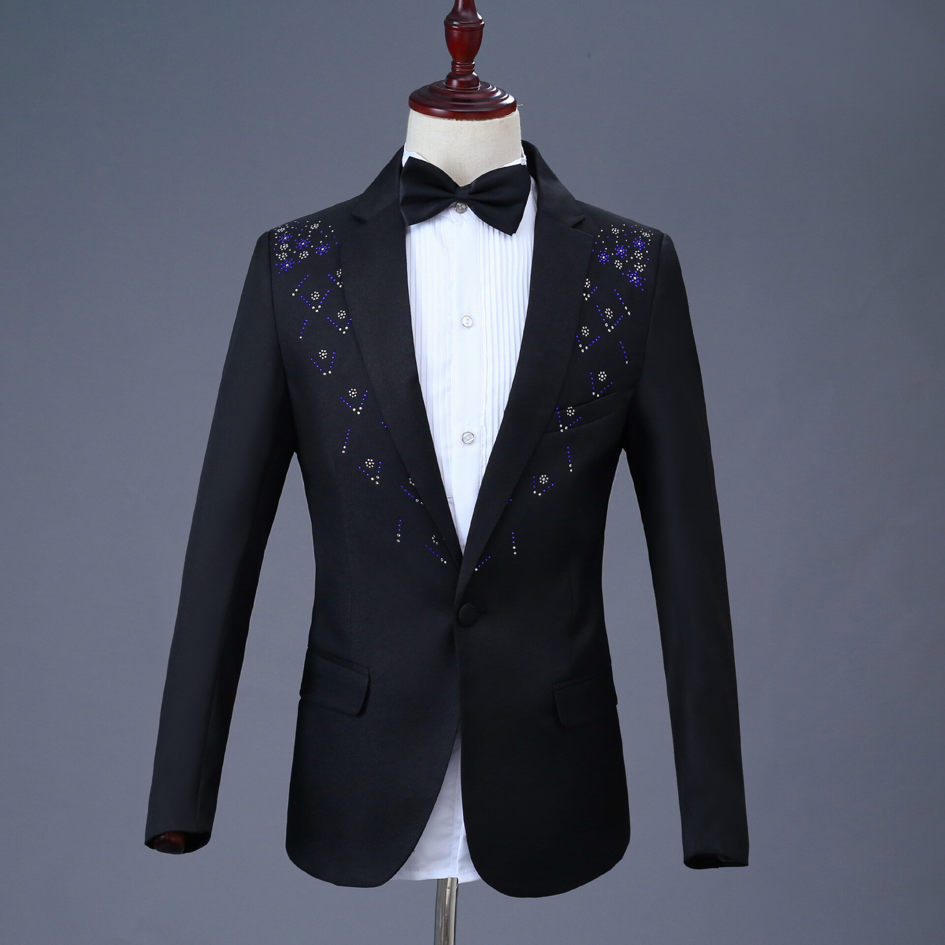Костюм с бриллиантами, мужские, XL, черные и синие, для взрослых