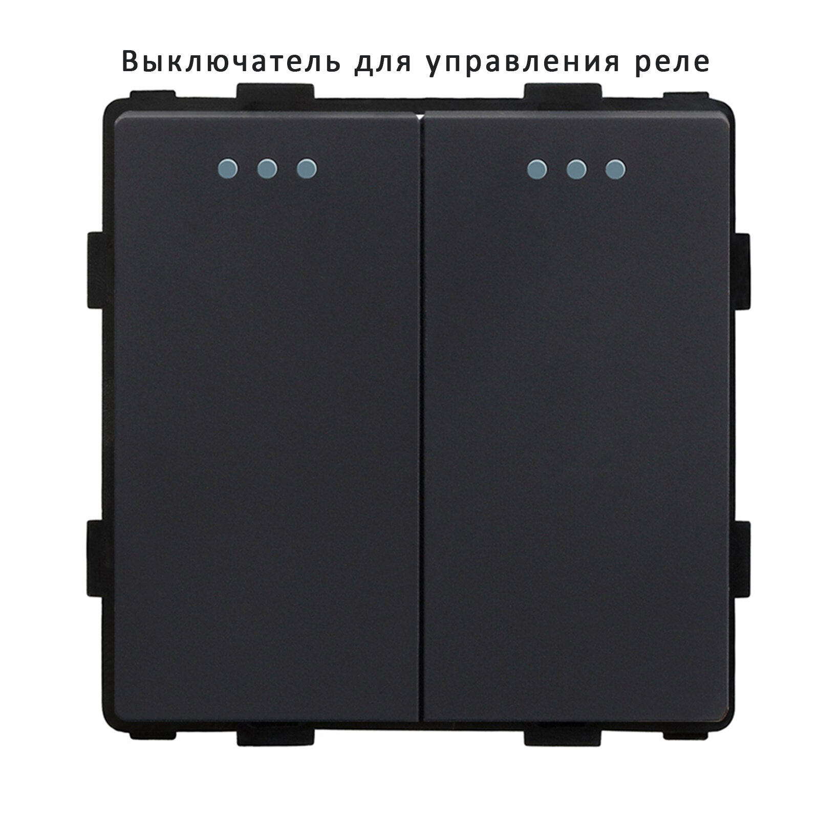 Выключатель с самовозвратом (Reset), 2 клавиши, (без рамки) цвет черный