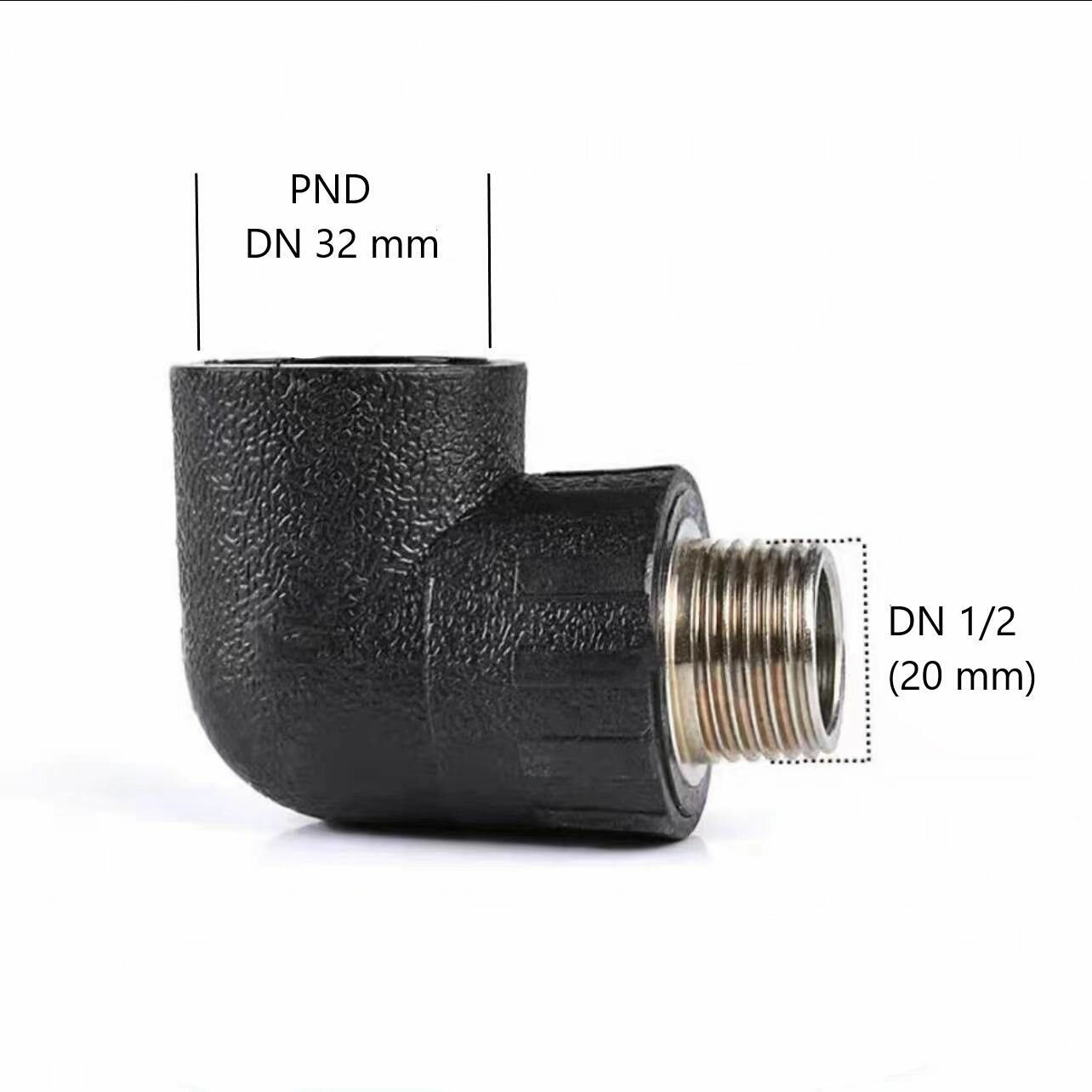 Отвод (Угол) ПНД под пайку Комбинированный DN 32-1/2 НР (2 шт)