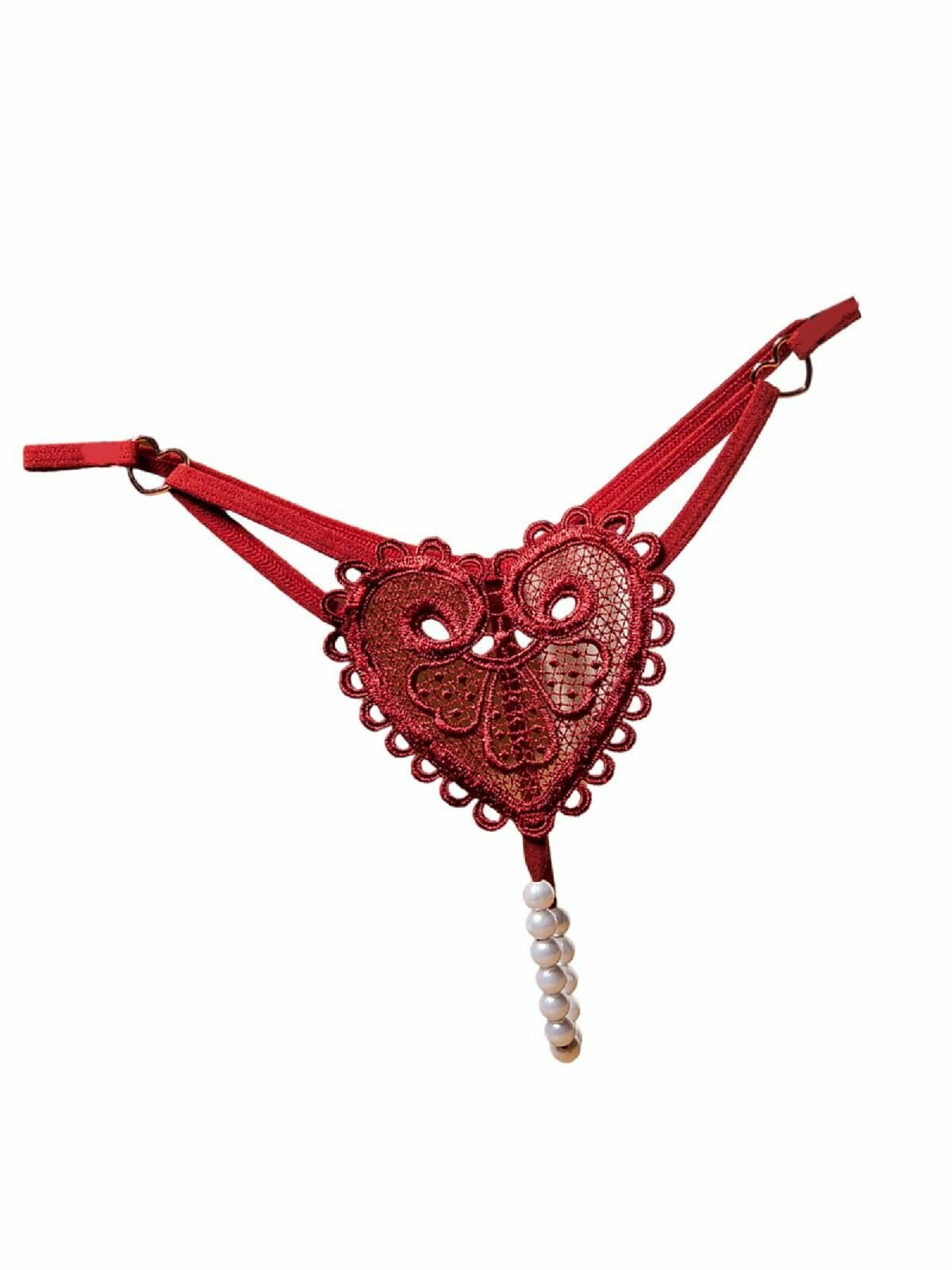 Женские стринги с вышивкой и жемчугом