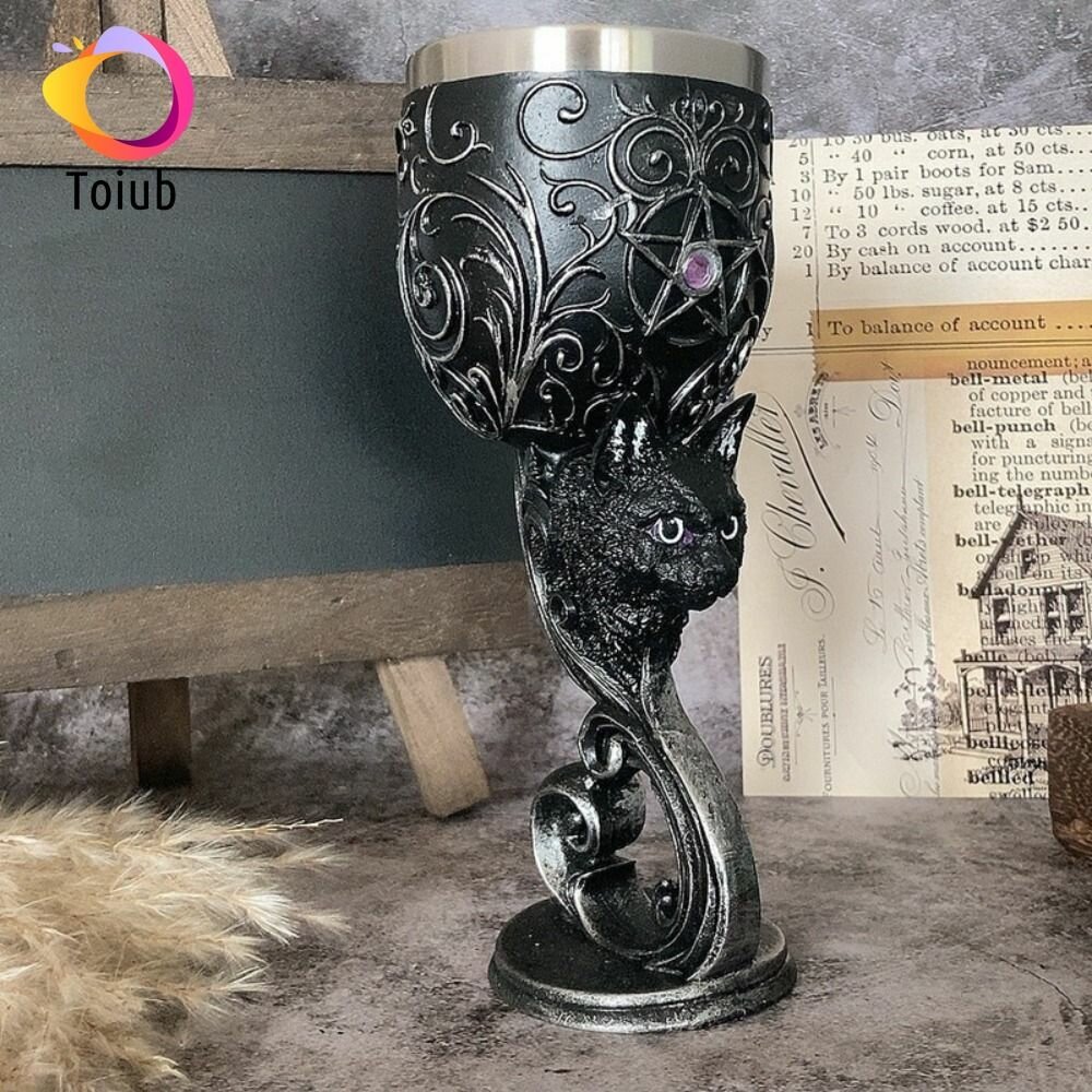 Бокал "Черная кошка", металл, для вина, 200мл, стильный дизайн