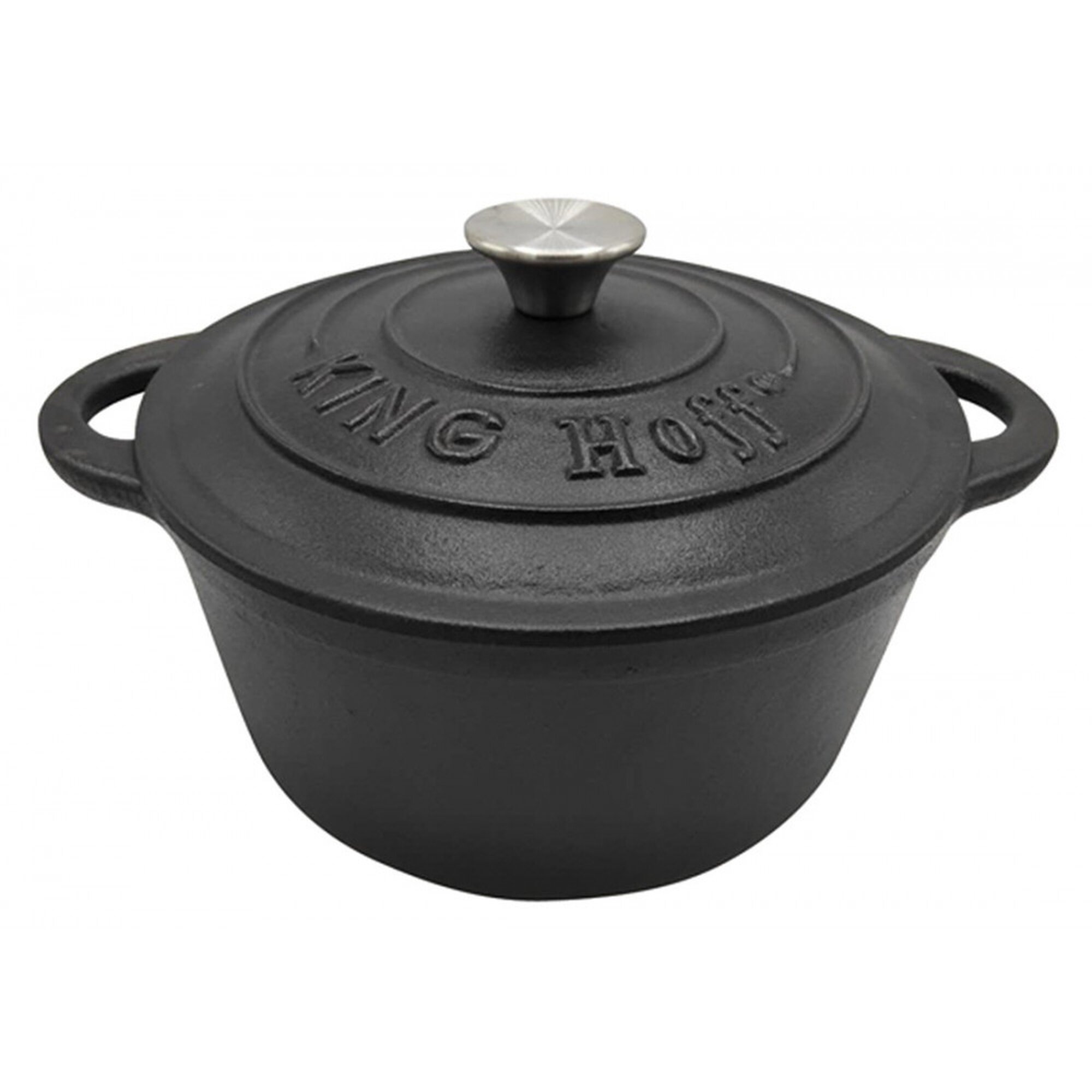 Кастрюля Kinghoff с крышкой, чугунная 24см, 4л, черная, KH-1476