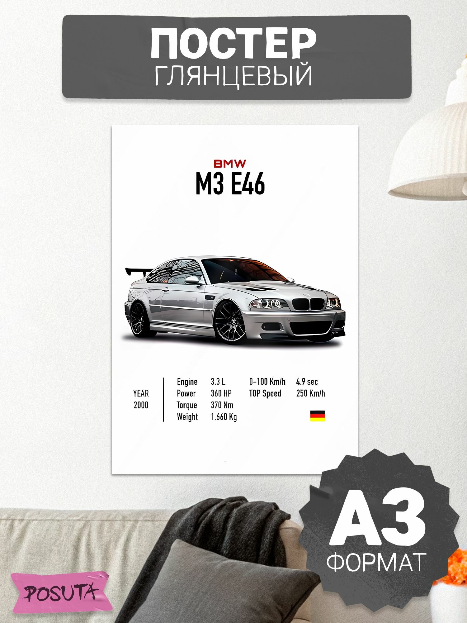 Постер на стену интерьерный бмв