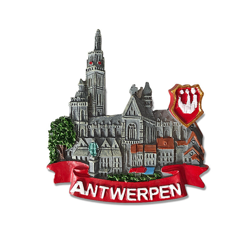 3D-магнит на холодильник "Антверпен, Бельгия", дизайн собора и городской достопримечательности из смолы, декоративные магниты на холодильник для кухни, офиса, домашнего декора, 5,3 x 6 см