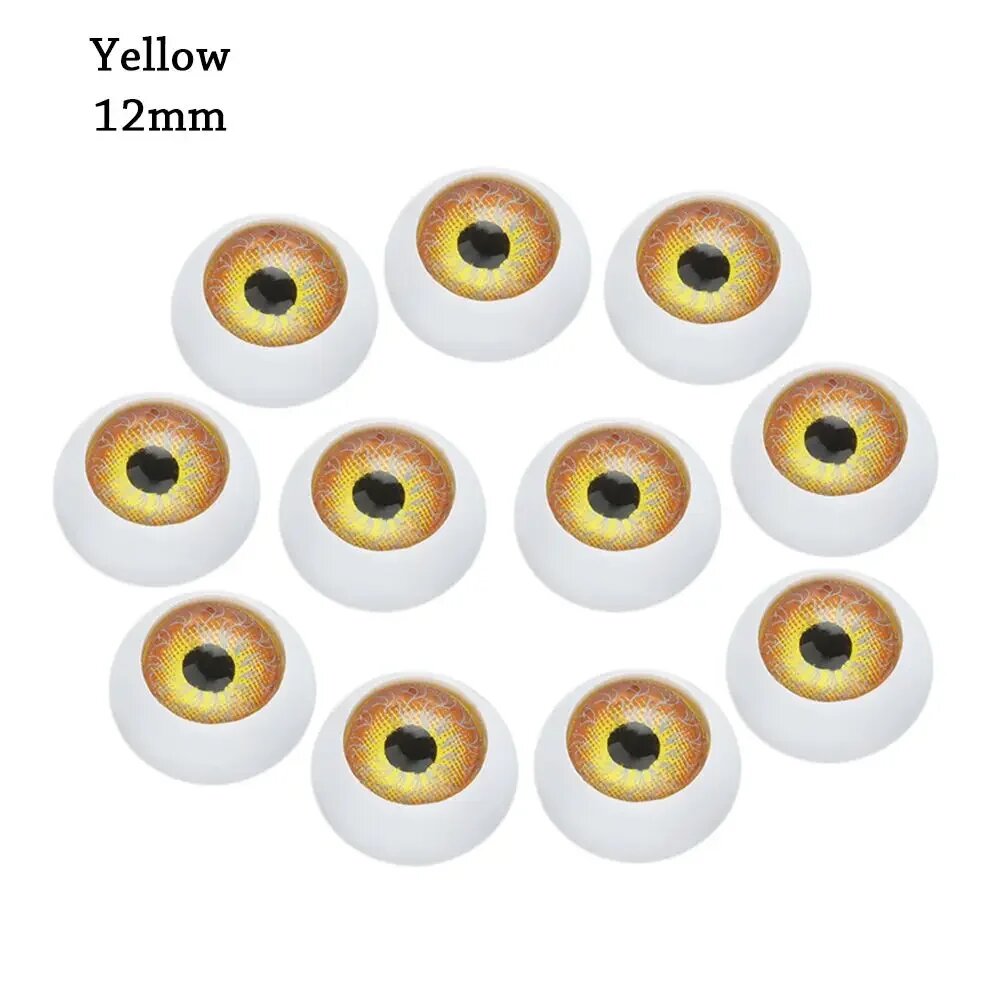 Пластиковые глаза для кукол, 12 мм, Yellow