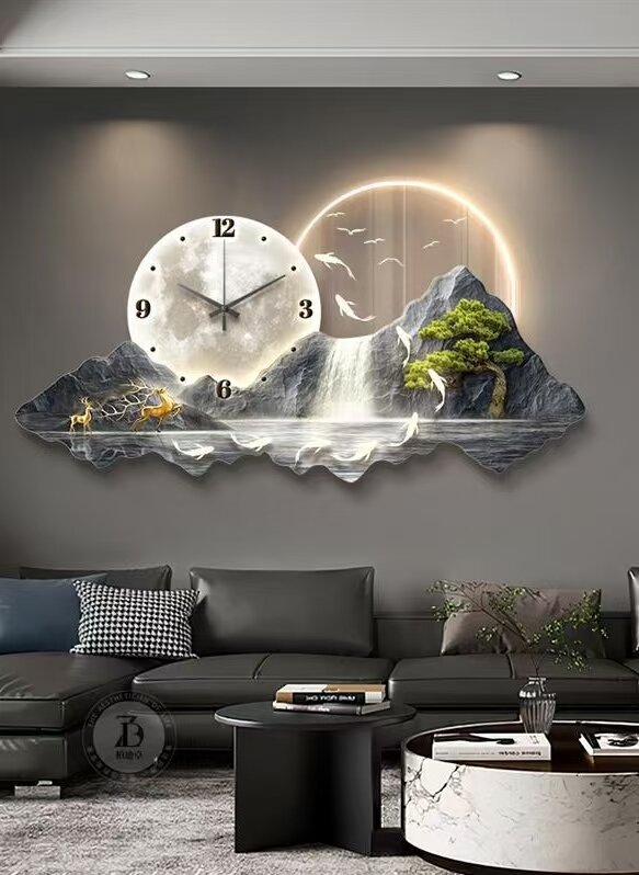 Часы настенные OFC, кварцевые, с LED-подсветкой, акриловый корпус, Подключить к электросети，120*60см