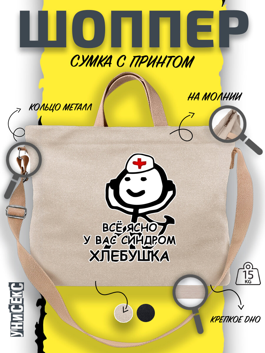 Сумка  шоппер y2k через плечо мем надпись все ясно