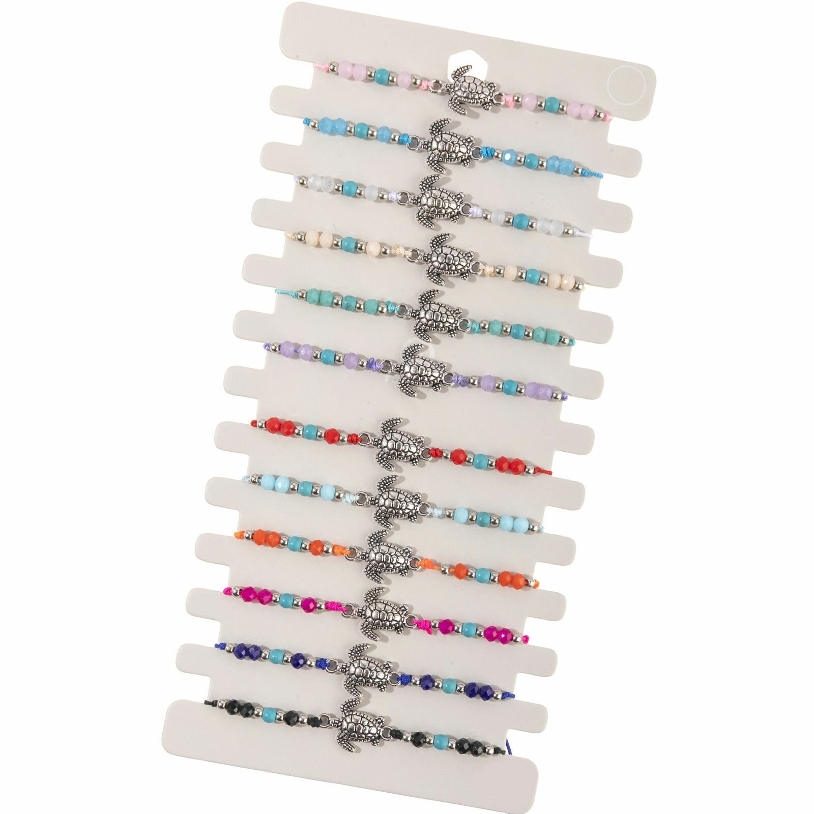 Плетеные браслеты с бирюзовыми кристаллами и металлическим шармом