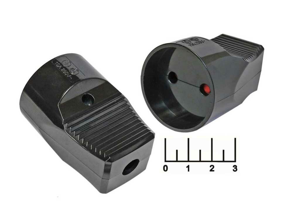 Розетка электрическая без земли на кабель TDM черная (SQ1806-0030)