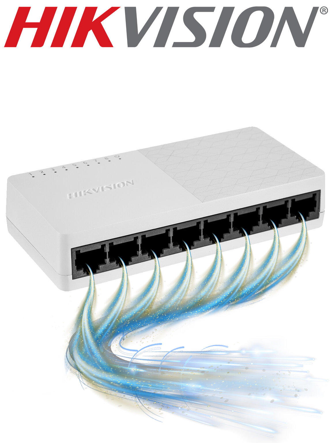 Коммутатор Hikvision DS-3E0508D v2, 2000Мб/с (полный дуплекс), 8 гигабитных LAN портов, белый.