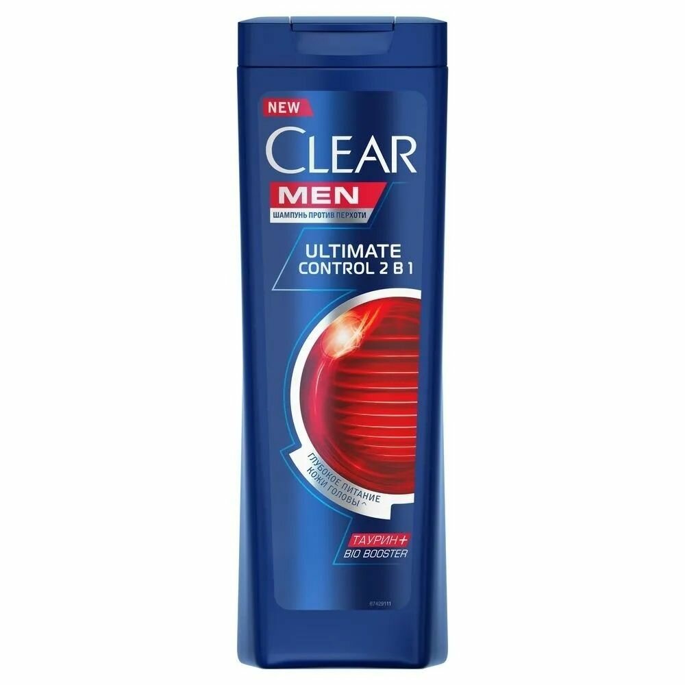 Шампунь-бальзам-ополаскиватель Clear Men Ultimate Control, против перхоти, 2в1, для мужчин 400 мл