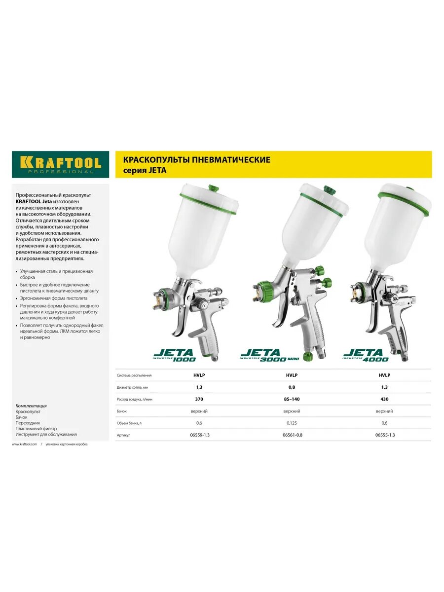 JETA 1000, HVLP, 1.3 мм, пневматический краскопульт с верхн