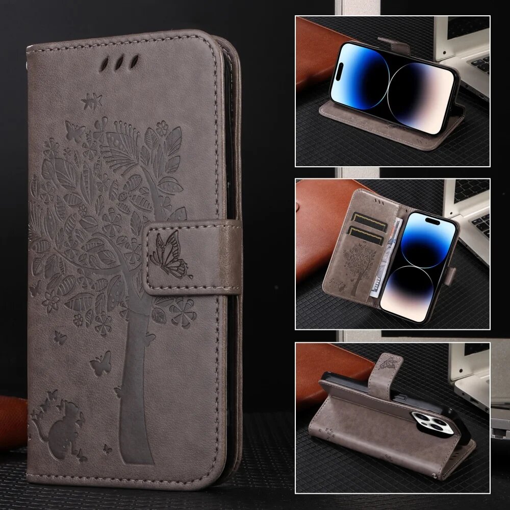 Кожаный чехол-книжка для Xiaomi Poco M6 Pro 5G, Gray (KT-MHS)