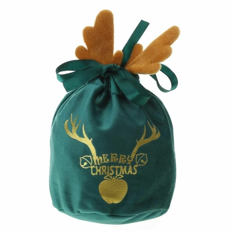 Рождественский мешочек для подарков с вышивкой оленя, Зеленый