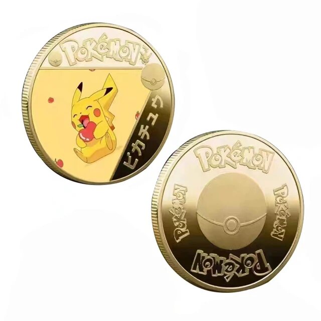 Позолоченные памятные монеты из аниме «Покемон», памятные монеты по играм, золотые монеты «Пикачу», «Мьюту», «Чаризард», игровые коллекционные предметы, детские подарки.