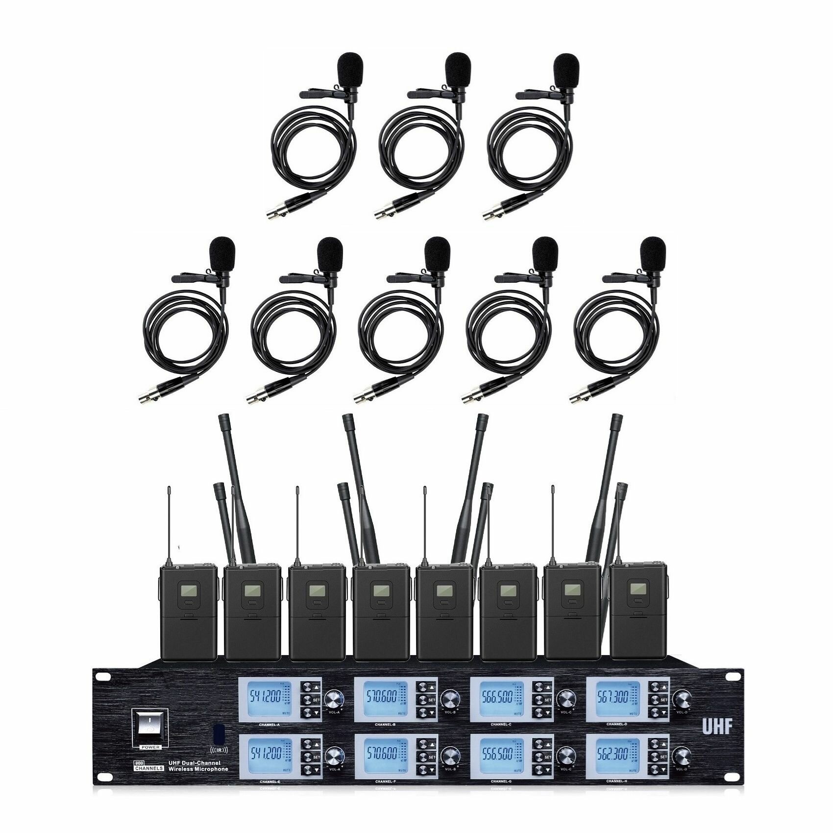 UHF 8-канальная Микрофоны петлички беспроводные 8 петличка микрофон беспроводной