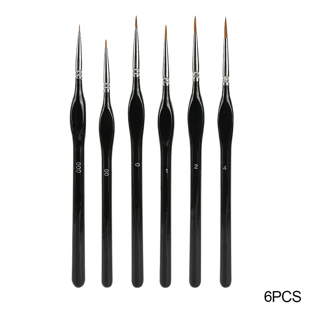 Профессиональные кисти для рисования соболя 6/7 шт. Черный, A-6pcs Black