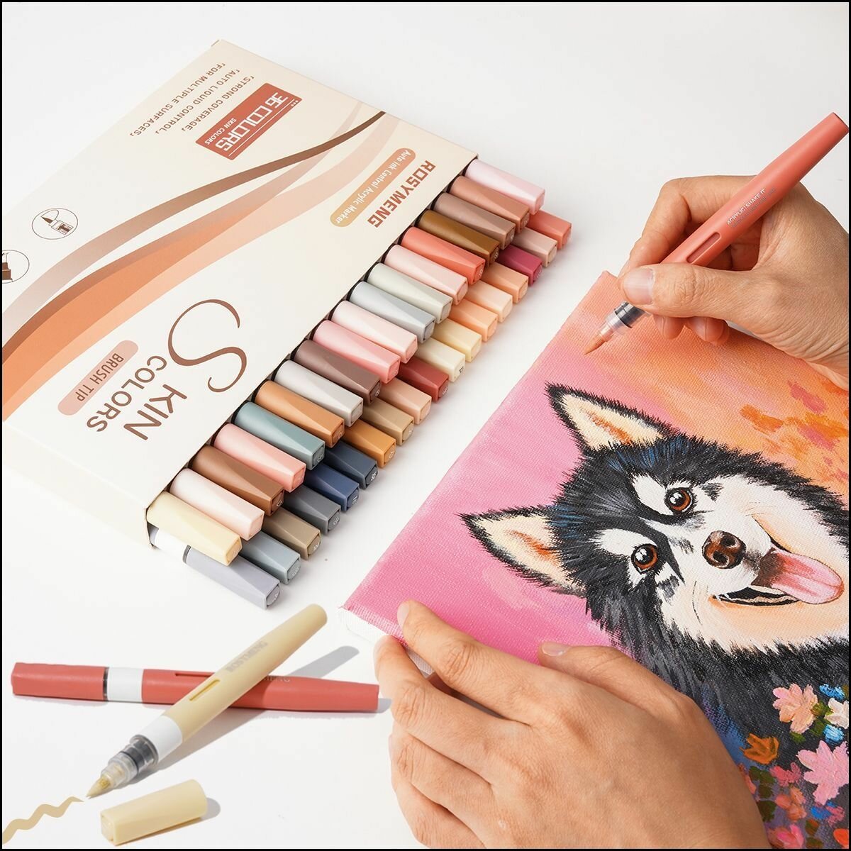 Набор из 36 акриловых маркеров цвета кожи, жидкий художественные маркеры