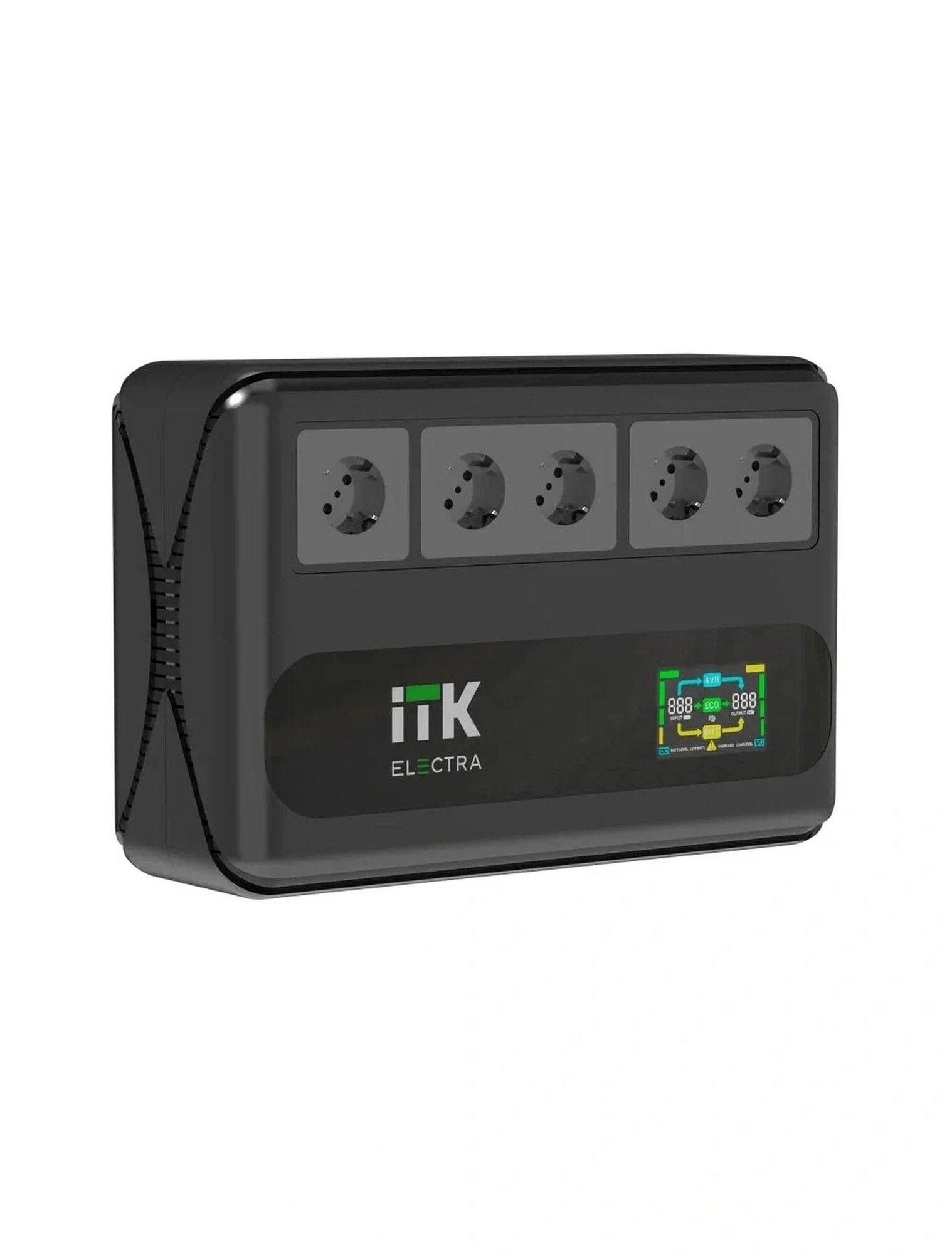 ИБП ITK Electra ELT5-800VA-1-001, интерактивный, 800 ВА, 480 Вт, 5 розеток EURO, черный