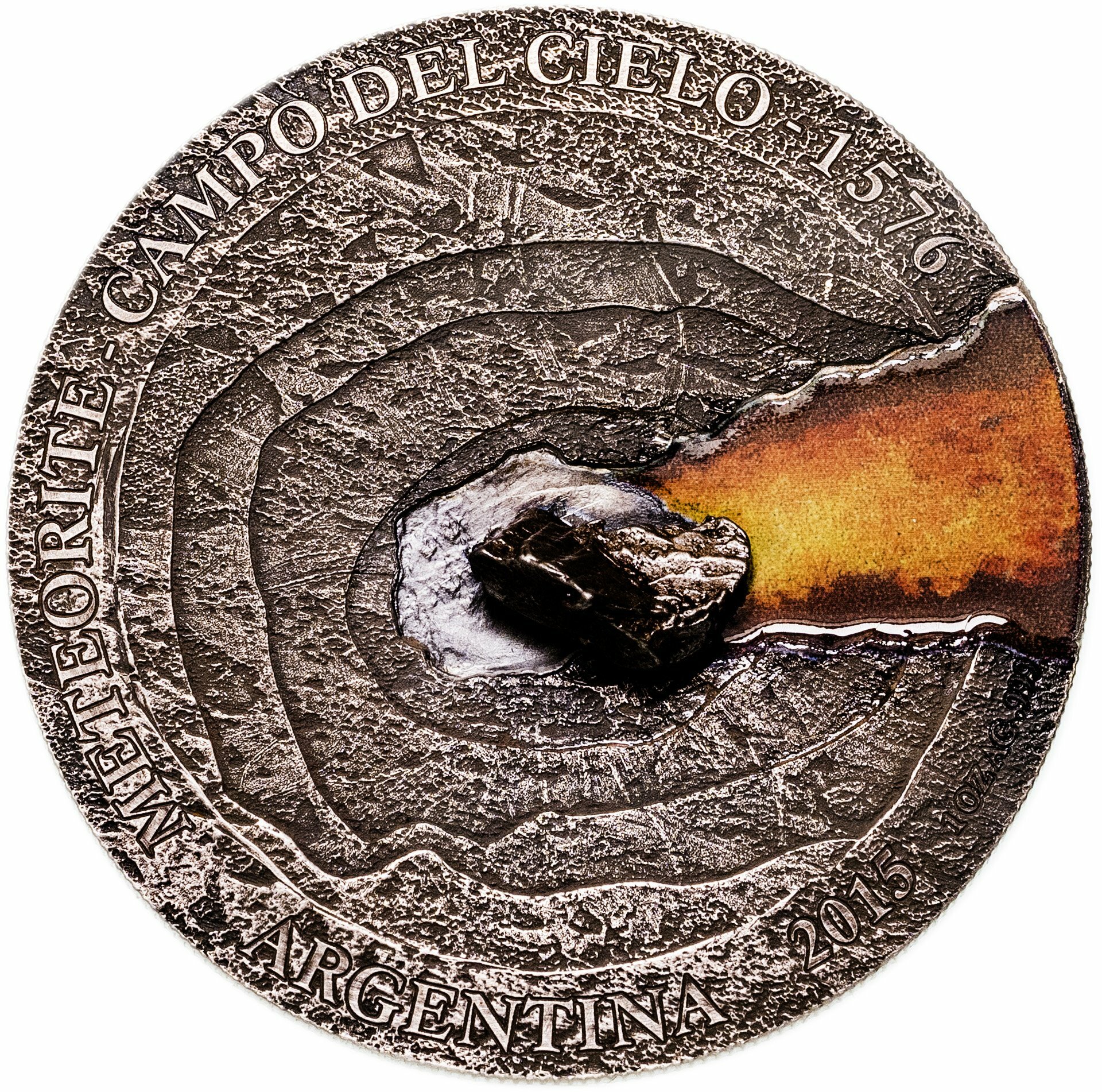 Остров Ниуэ 1 доллар 2015 "Метеорит Кампо-дель-Сьело", в футляре с сертификатом, Серебро 999, в сохранности UNC