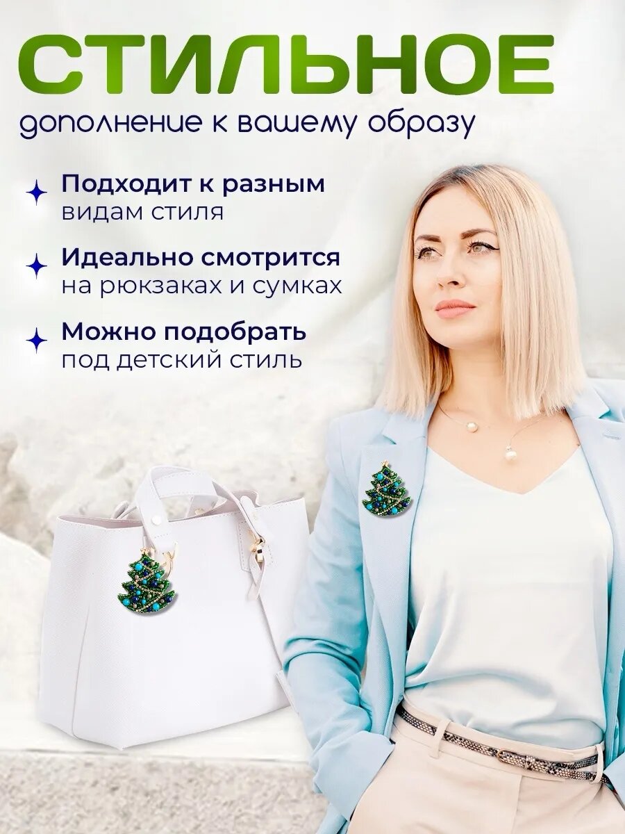 Набор для создания броши из бисера "Новогодняя елка" с видео уроком, вышивка своими руками — фото 1