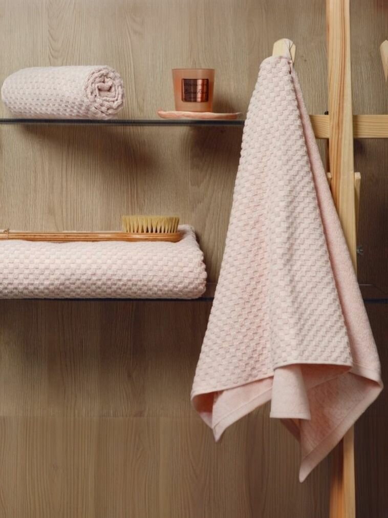 Полотенце махровое прибой, 100% хлопок, 50x100см, цвет светло-розовый. STENOVA HOME