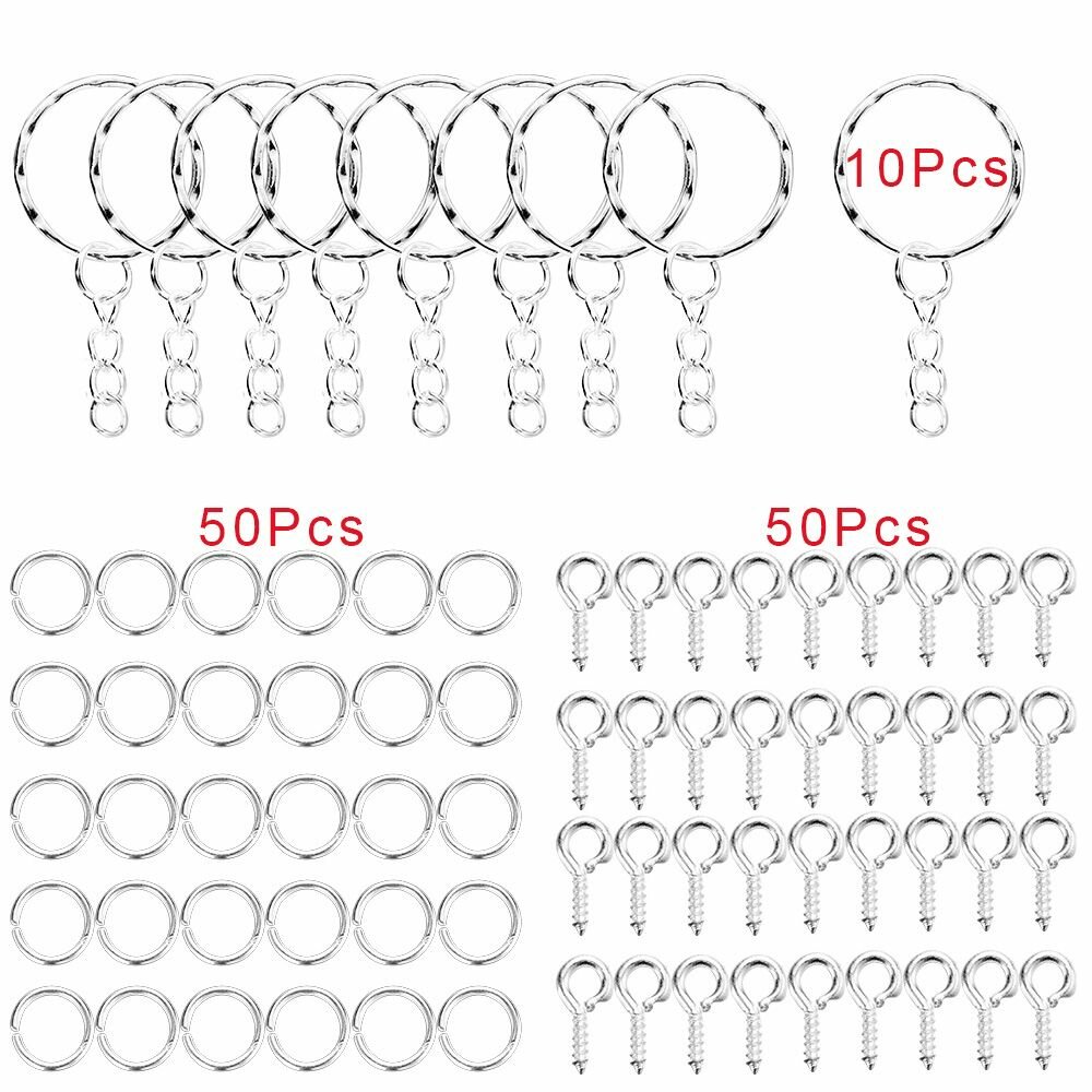 Фурнитура для брелков, 10 комплектов кольца с цепочкой и соединительным кольцом, золотая основа для handmade брелока, набор для творчества и ремонта аксессуаров