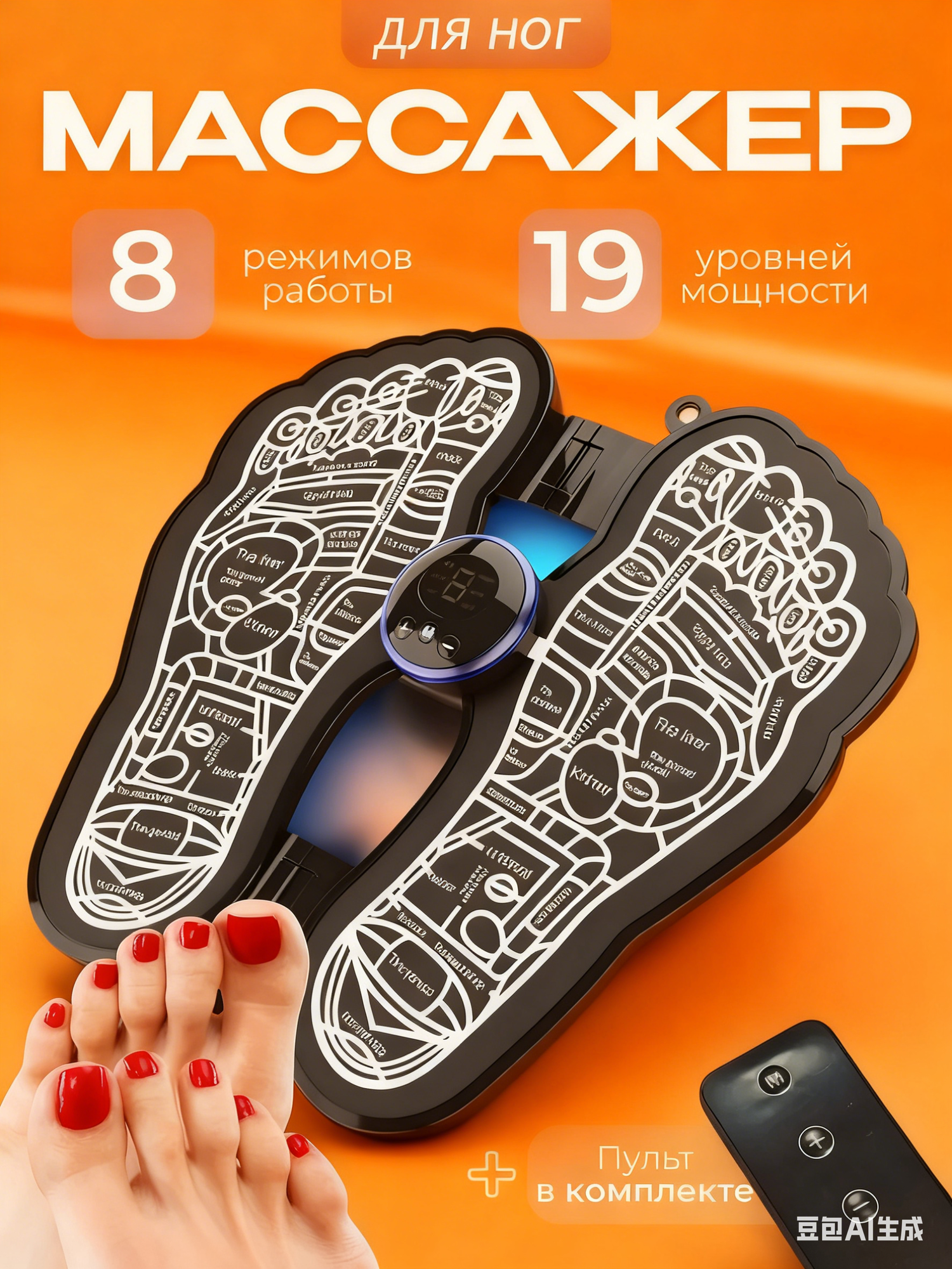 Массажер для ног электрический компрессионный, Массажный коврик вибрационный, Миостимулятор для ступней, мышц, токовый ,