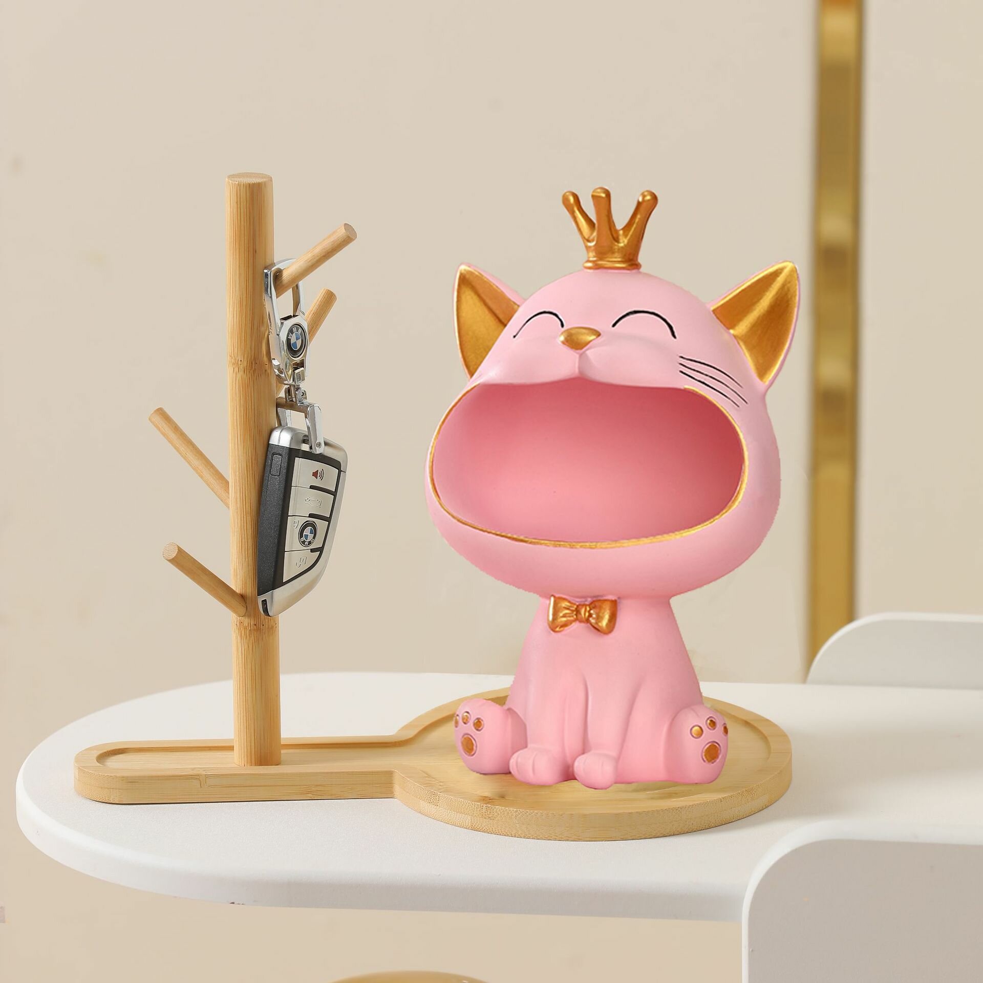 Креативный милый кот с большим ртом, легкий роскошный резиновый орнамент для дома, гостиной, винного шкафа, входа, хранения ключей, декоративное украшение