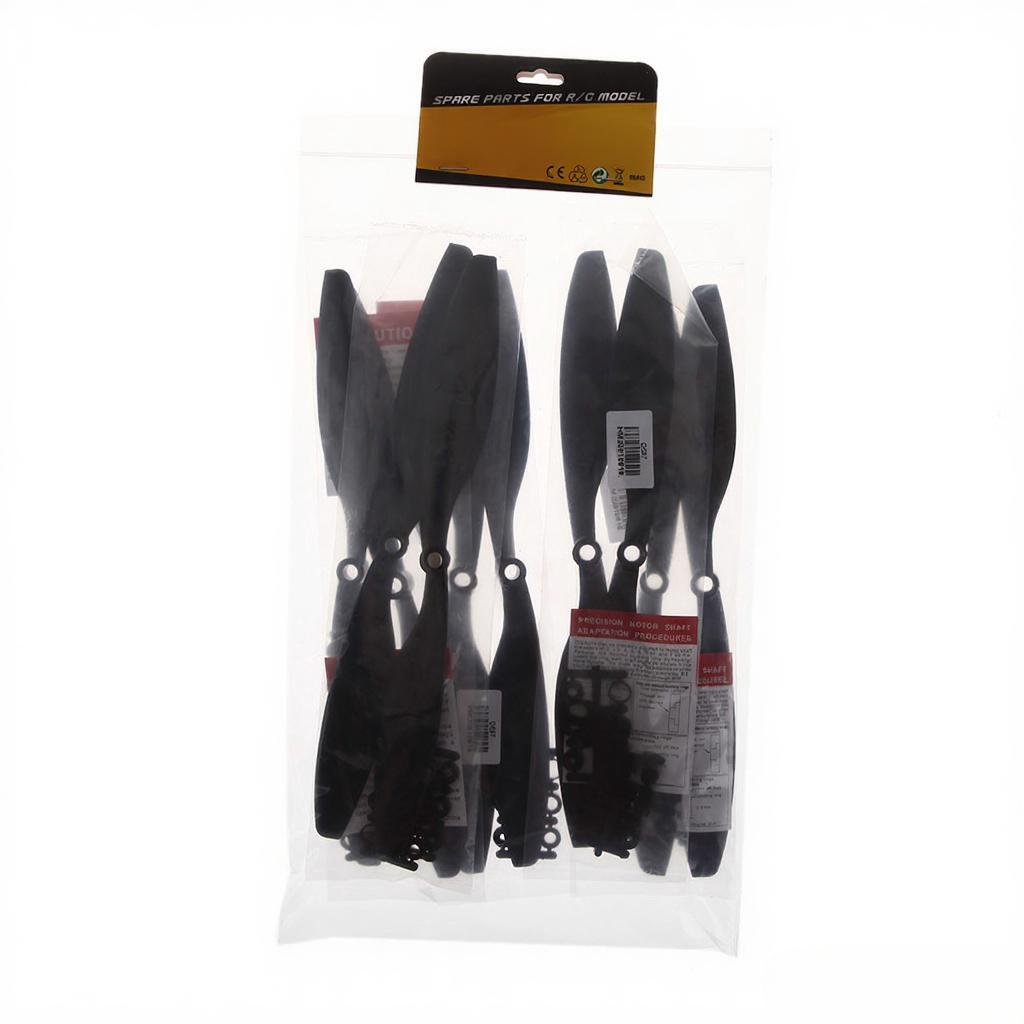 5 Пары Нитоновиков Лопастей 10x4.5, 1045 1045R CW CCW Пропеллеры Черные, Размер 10x4.5 дюймов, Диаметр Вала 6.0мм, Толщина Центра 9.7мм, Материал Нитон, Размер Упаковки 30*20*5см, Вес Упаковки 140г